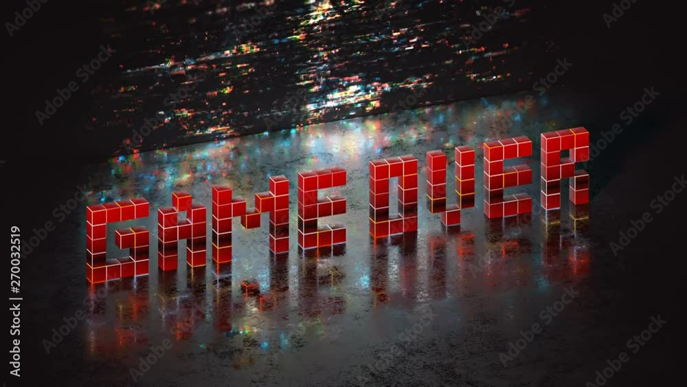 Game over phrase in pixel art 8 bit retro style with glitch effect ...