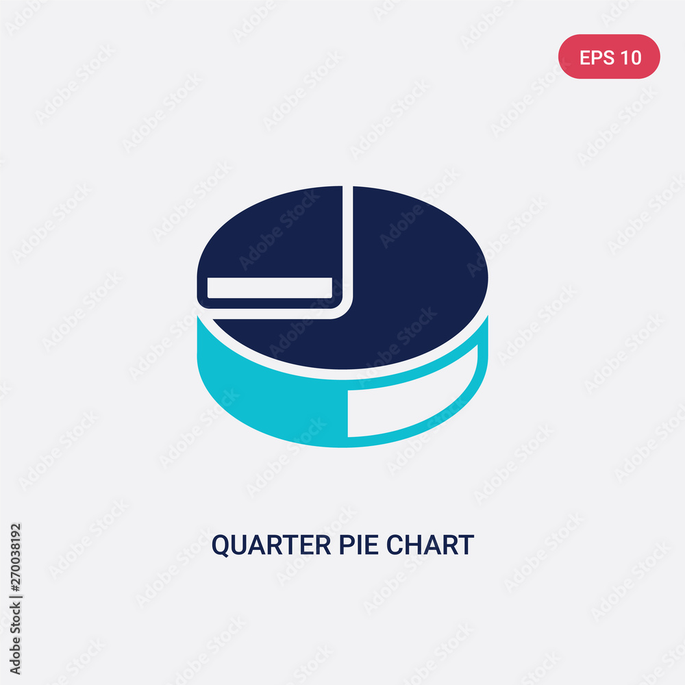 two color quarter pie chart vector icon from business concept. isolated ...