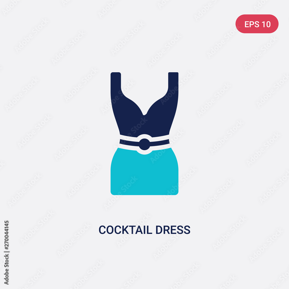 two color cocktail dress vector icon from clothes concept. isolated ...