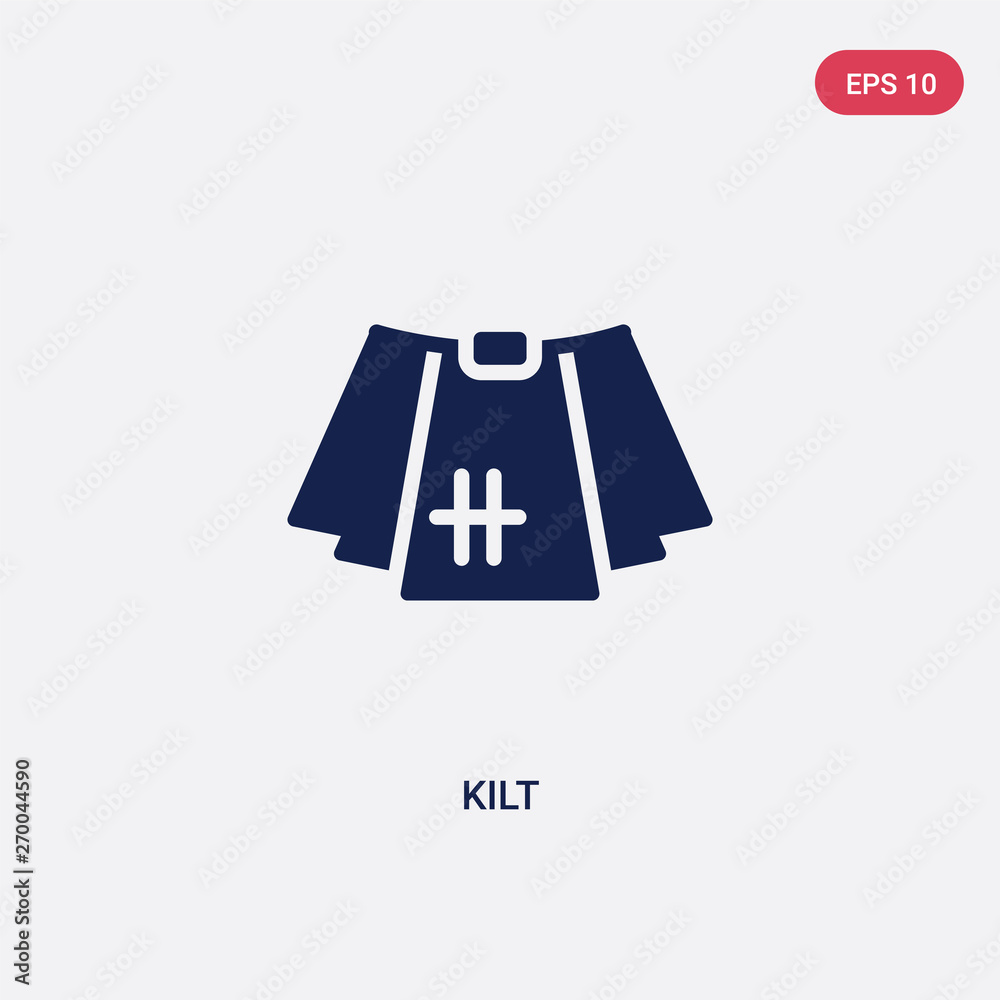 two color kilt vector icon from clothes concept. isolated blue kilt ...