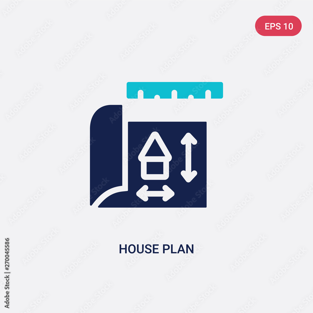 two color house plan vector icon from construction concept. isolated ...