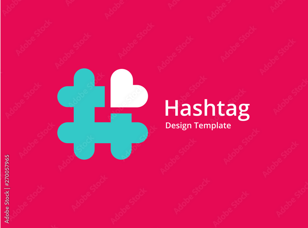Hashtag symbol heart logo icon design template elements Stock Vector ...