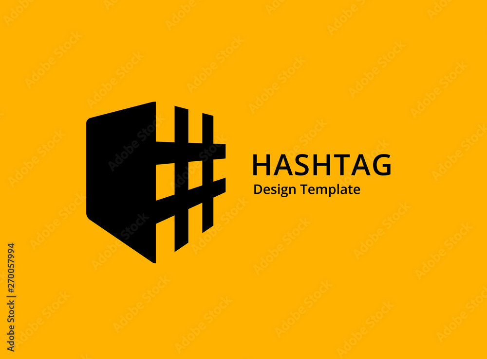Hashtag symbol shield logo icon design template elements Stock Vector ...
