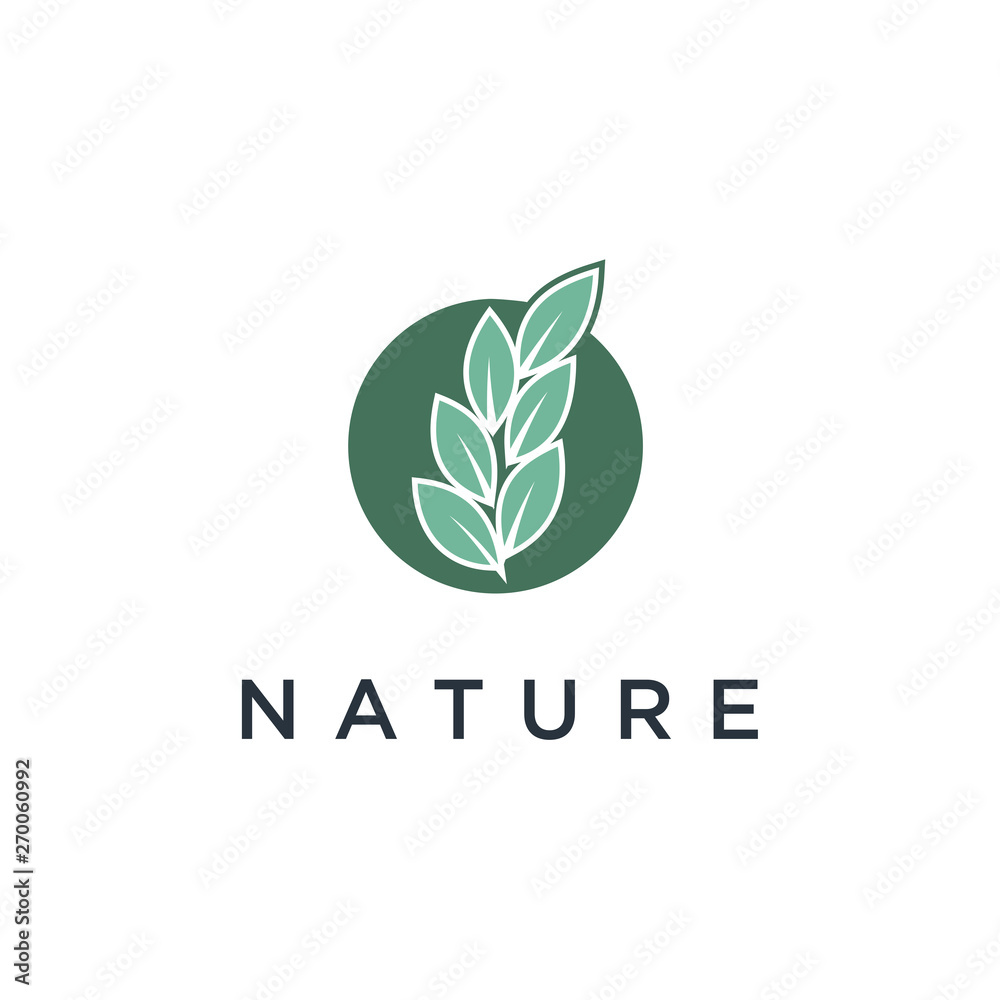 Vector logo of nature in linear style. Outline icon of simple landscape ...