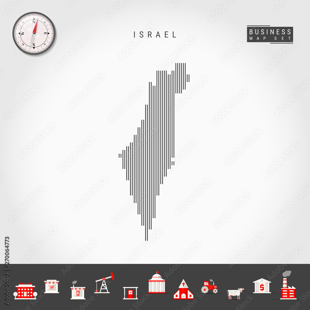 Vector Vertical Lines Pattern Map of Israel. Striped Simple Silhouette ...