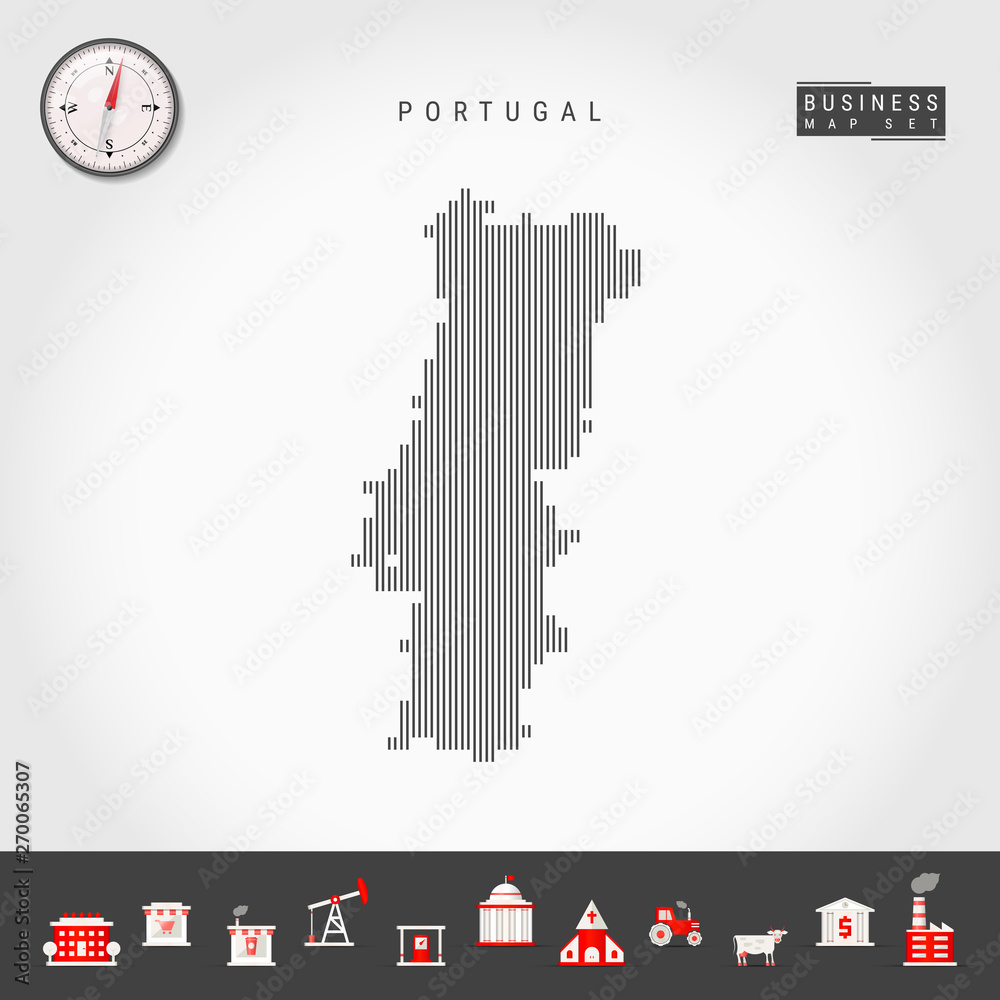Vector Vertical Lines Pattern Map of Portugal. Striped Simple ...