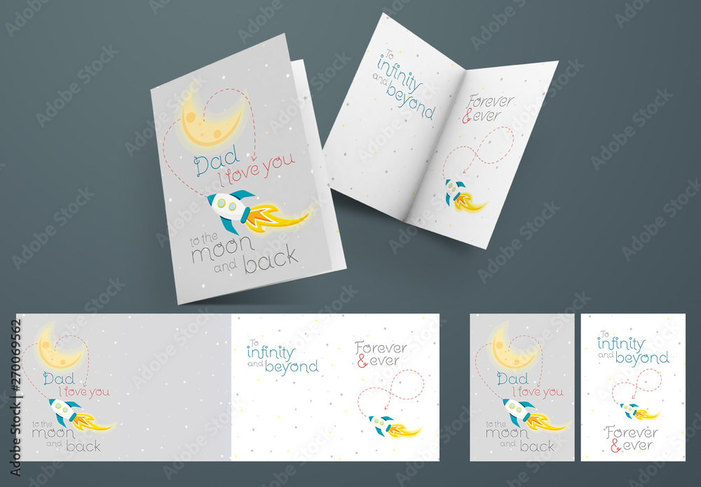 Illustrative Father's Day Card Layout with Moon Space Theme Stock ...