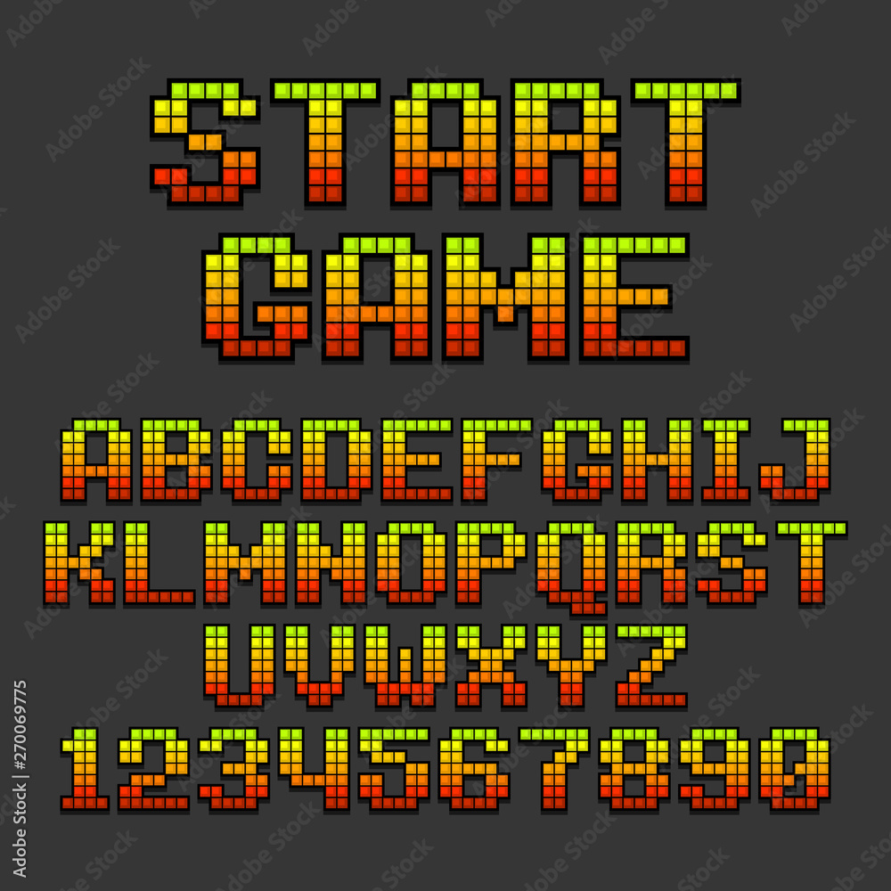 Pixel Retro Style Video Game Font. Vector Stock Vector | Adobe Stock