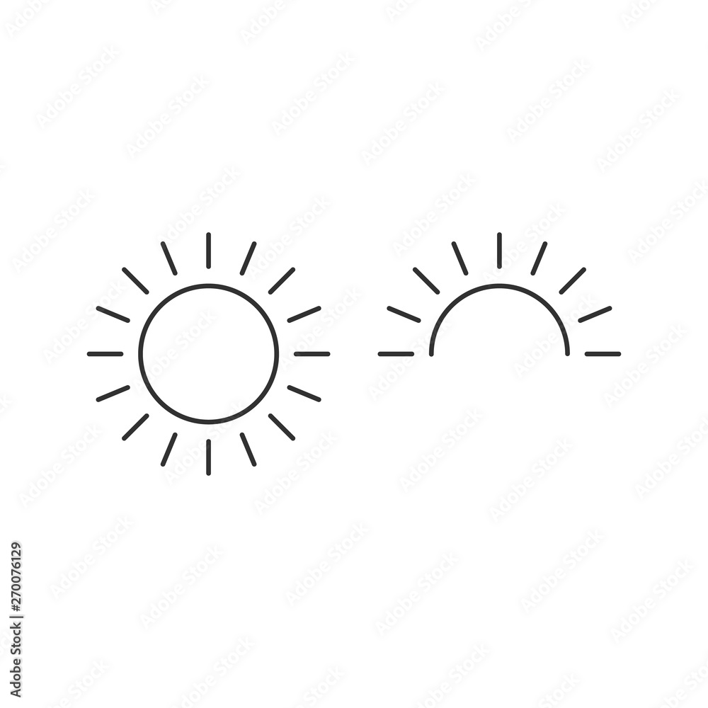 Vecteur Stock Sun and half sun for sunrise line icon, outline vector ...