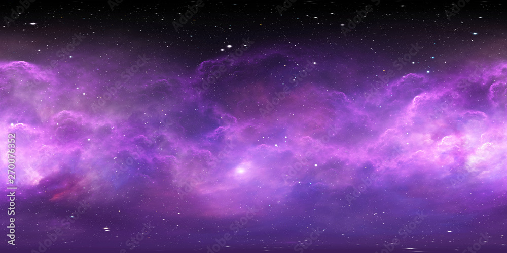 360 degree space background with nebula and stars, equirectangular ...
