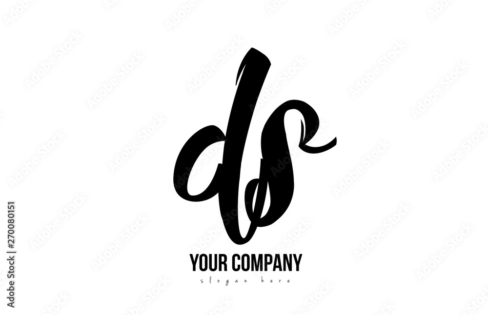 black and white ds d s alphabet letter combination logo icon design ...