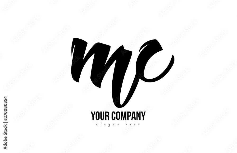 black and white mc m c alphabet letter combination logo icon design ...