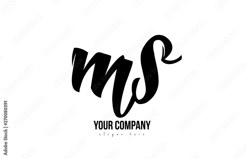 black and white ms m s alphabet letter combination logo icon design ...