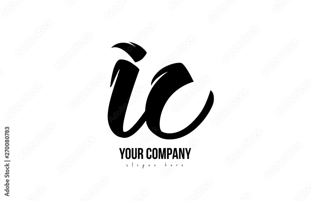black and white ic i c alphabet letter combination logo icon design ...