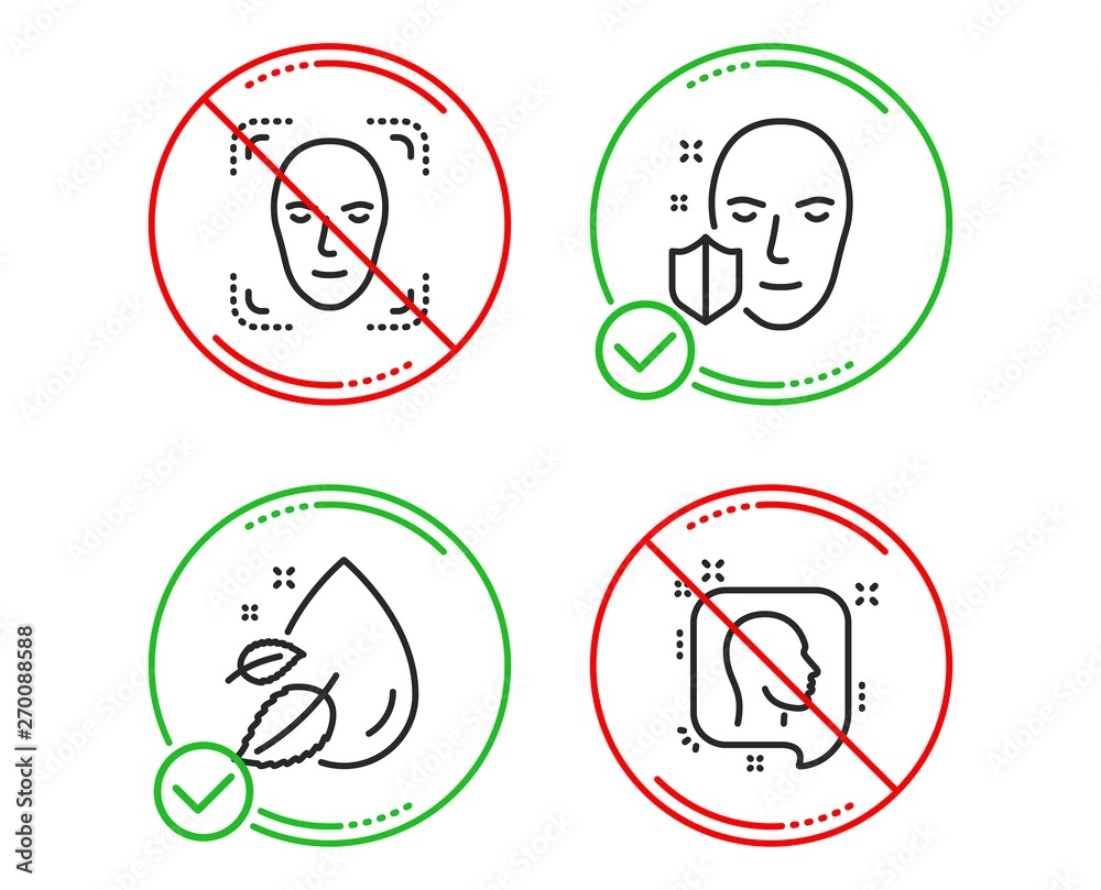 Do or Stop. Face protection, Water drop and Face detection icons simple ...