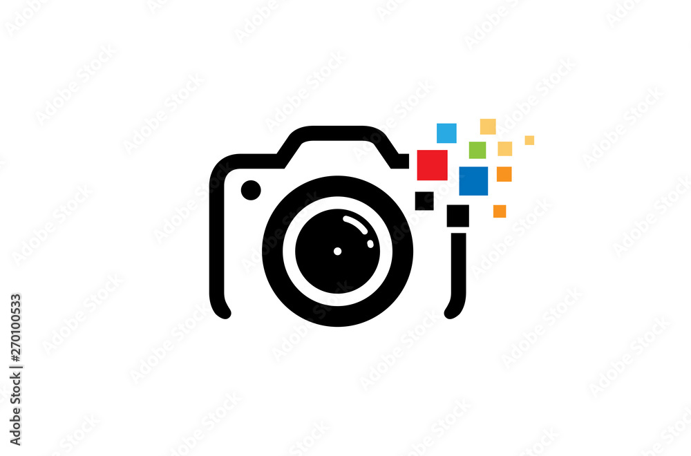 Creative Black Camera Colorful Pixel Logo Design Symbol Vector ...