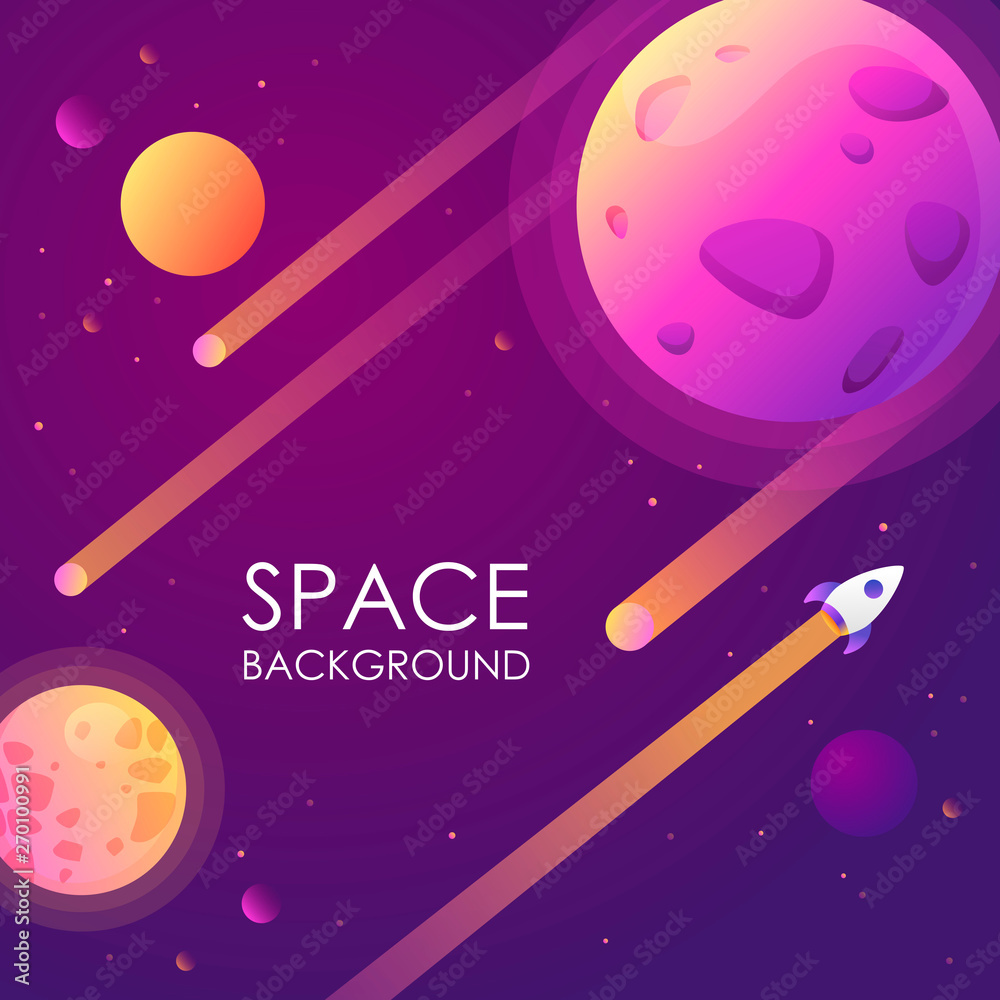 Cartoon space banner. Vector illustration. Space exploring. Background ...