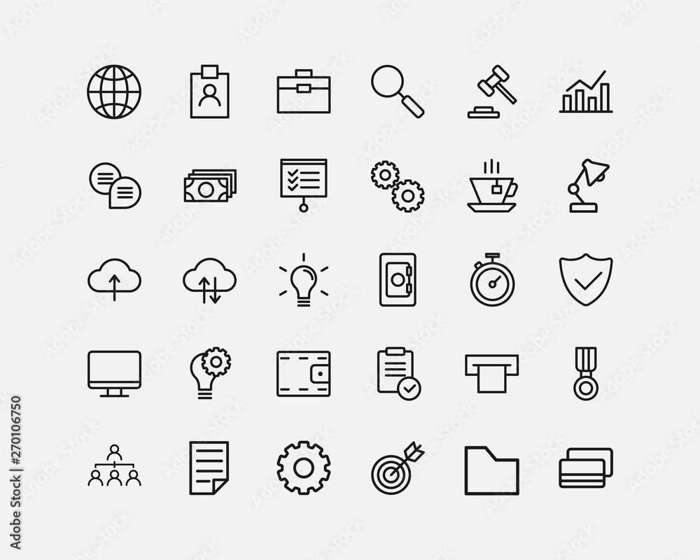 Business and organization icons set. Business intelligence icons set ...