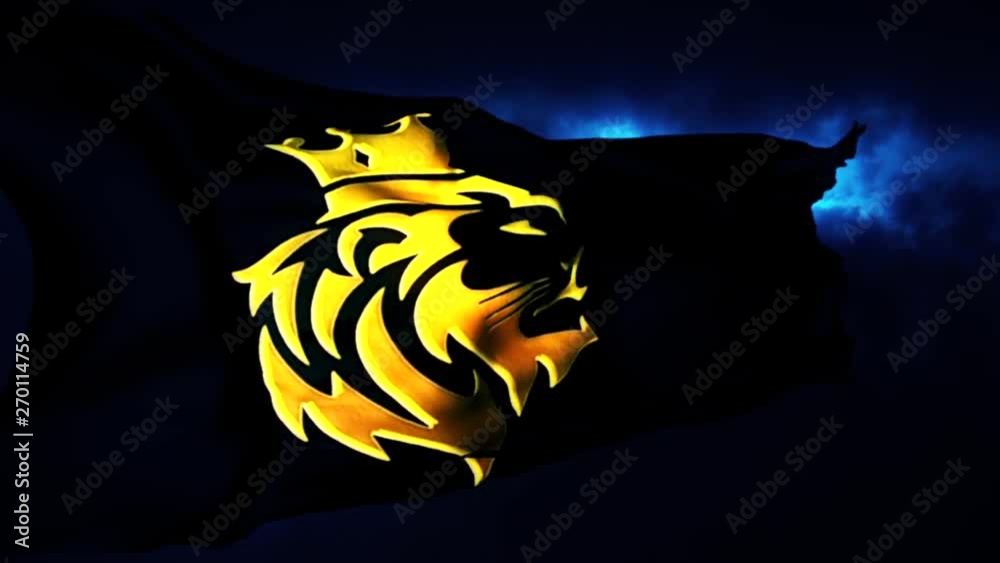 Golden Lion King Flag Intro Logo with Blue Background Stock Video ...