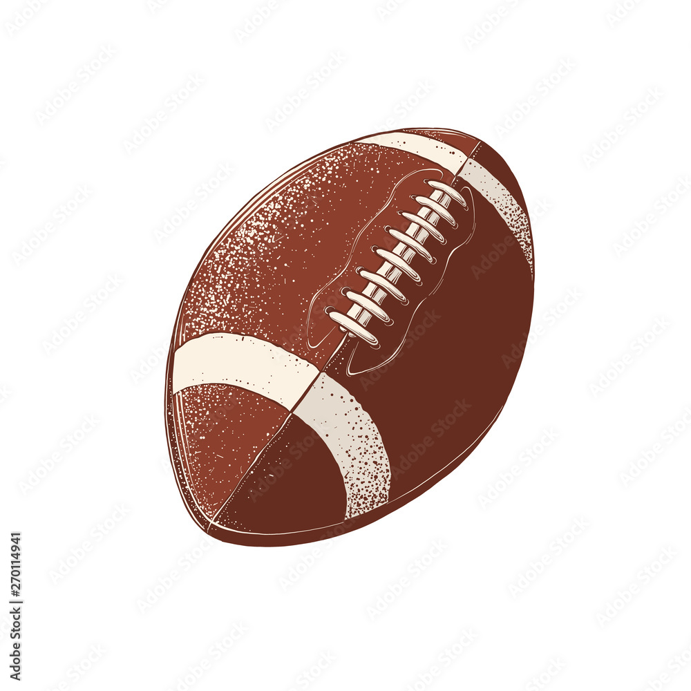 Vector drawing of rugby ball in color, isolated on white background ...