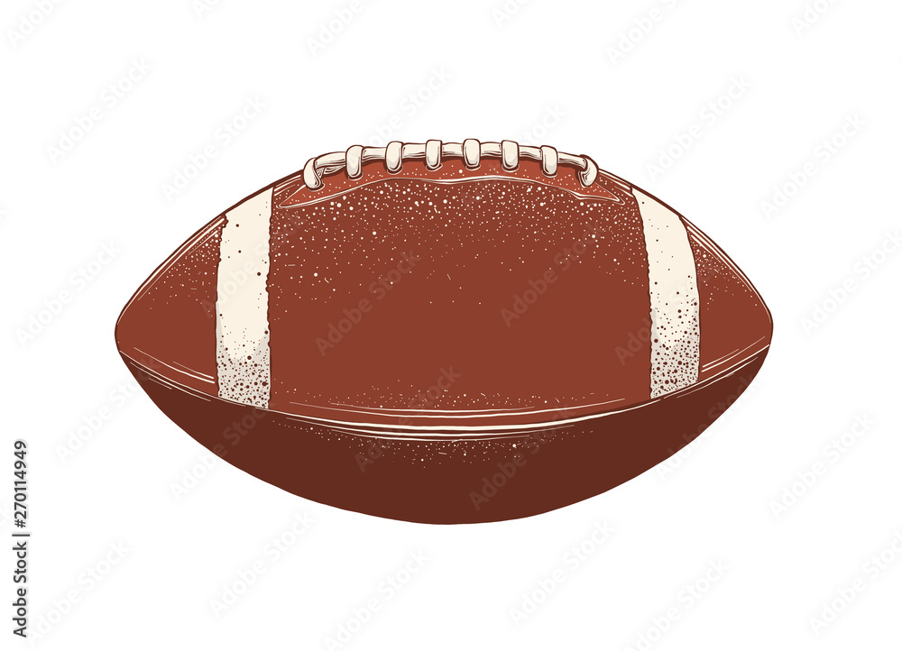 Vector drawing of rugby ball in color, isolated on white background ...