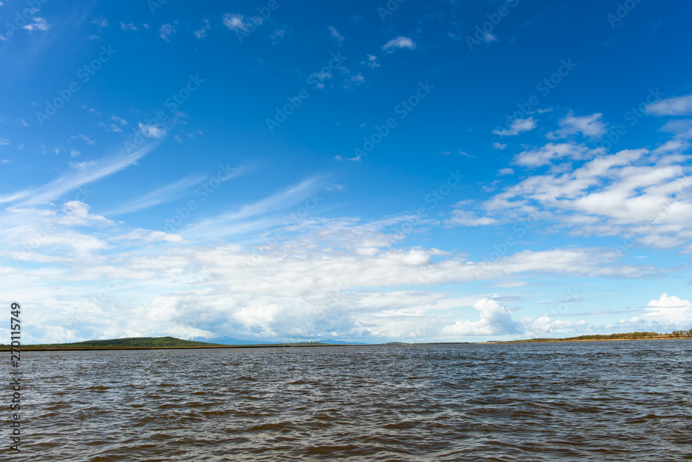 Sandy Beach on the River Amur. Khabarovsk region of the Russian Far ...