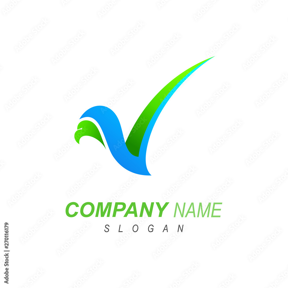 logo letter v , bird symbol, check logo, eagle logo with design ...