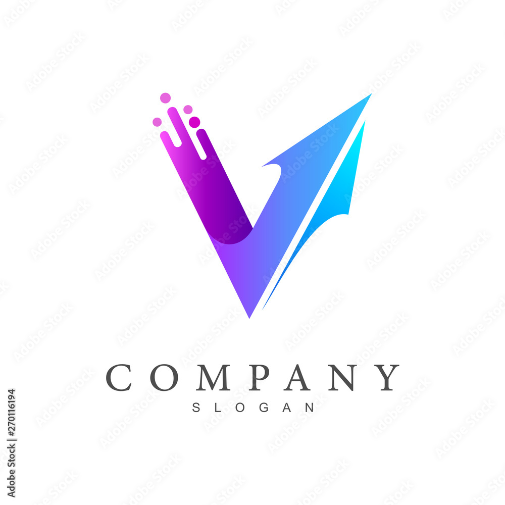 logo letter v, arrow logo that shot up, delivery service icon, fast and ...