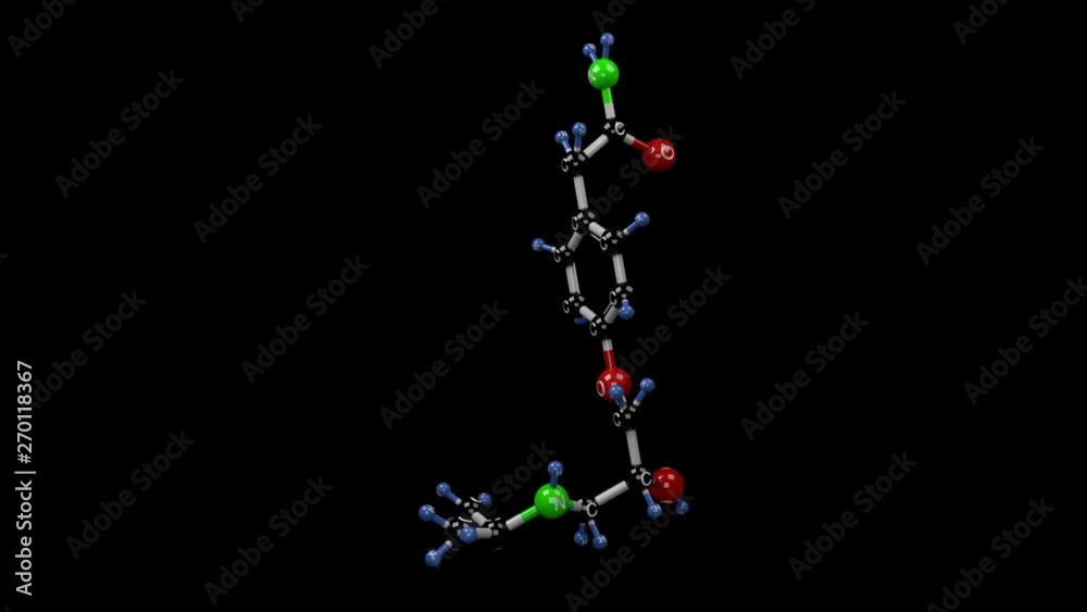 Atenolol molecule. Molecular structure of atenolol, used in the ...
