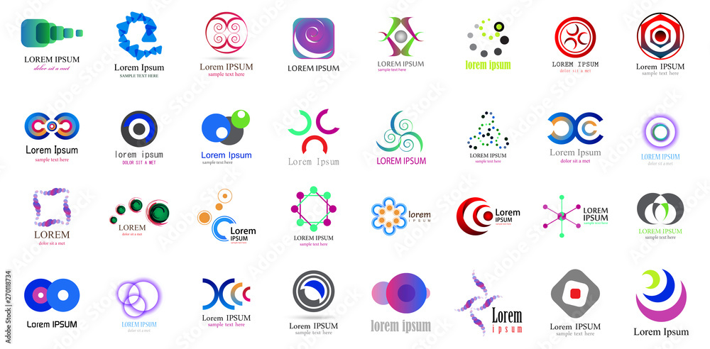 Abstract Logo Icons Set - Isolated On White Background - Vector ...