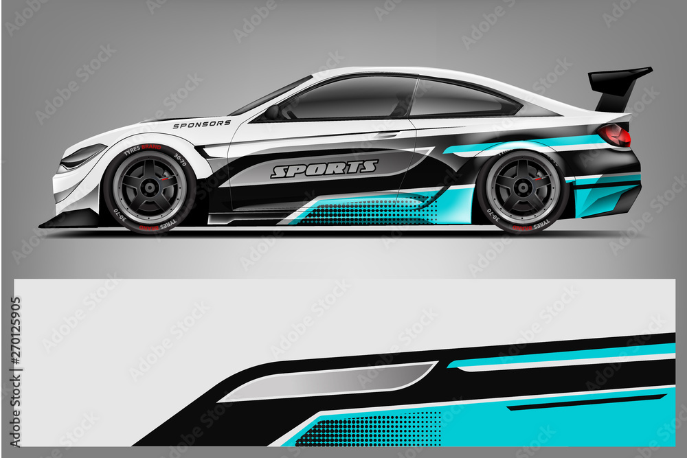 Sport Car wrap design vector, truck and cargo van decal. Graphic ...