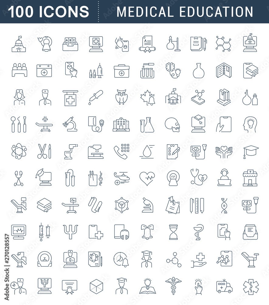 Set Vector Line Icons of Medical Education Stock Vector | Adobe Stock