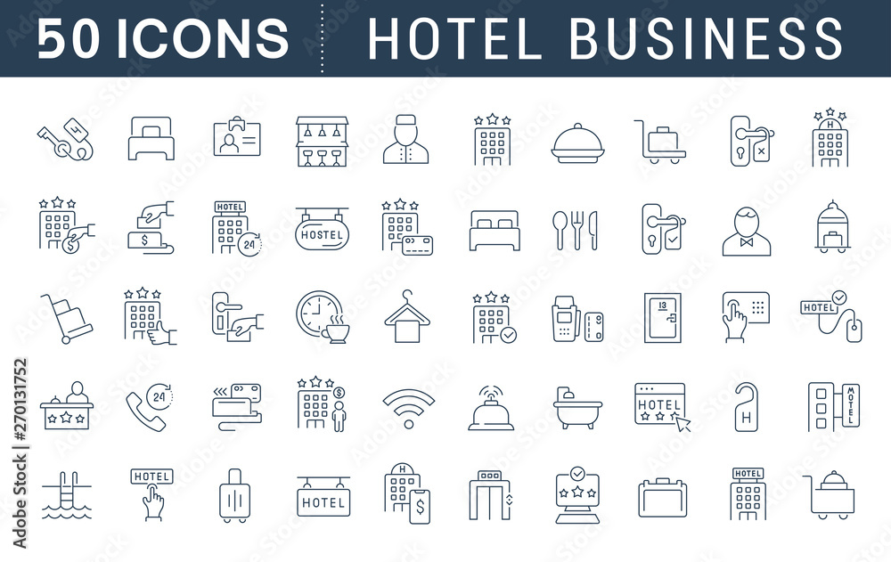 Set Vector Line Icons of Hotel Business Stock Vector | Adobe Stock