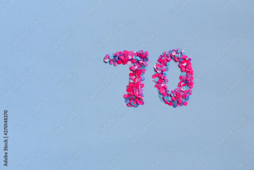 70 years old celebrating classic logo. Colored happy anniversary from ...