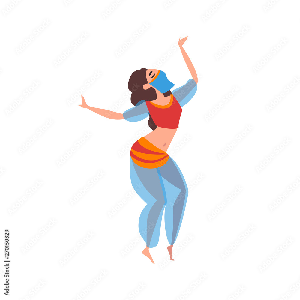 Beautiful Eastern Girl Dancing Belly Dance Oriental Indian Or Arabic