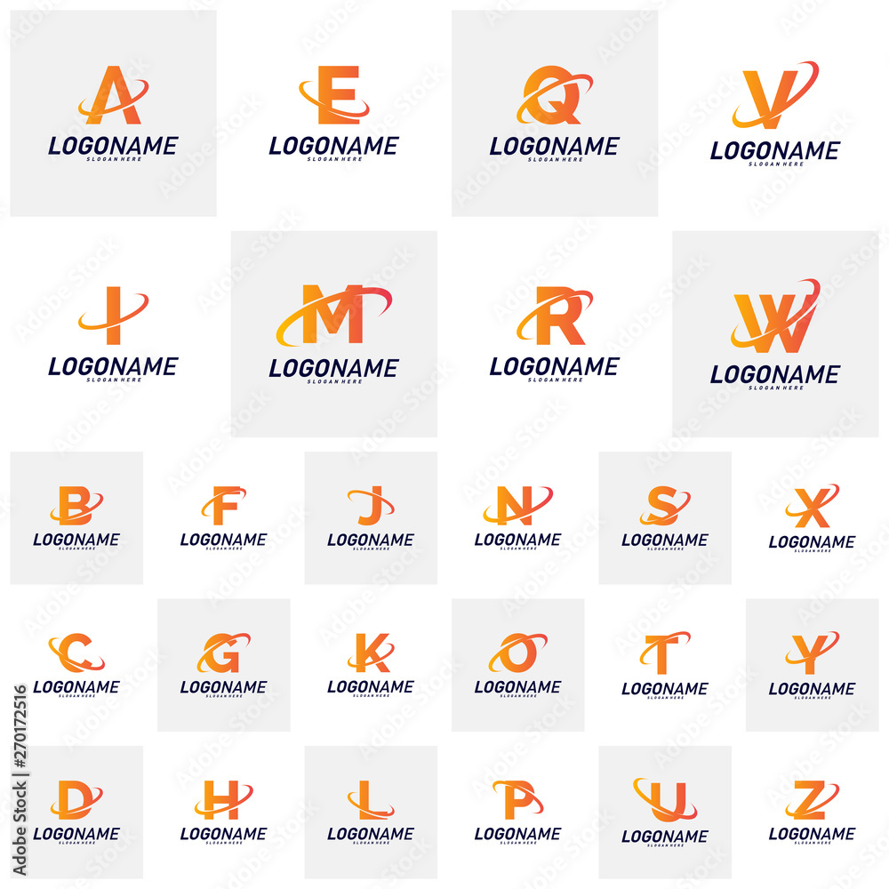 Set of Font with Planet Logo Design Concepts. Letter Logo Icon Vector ...