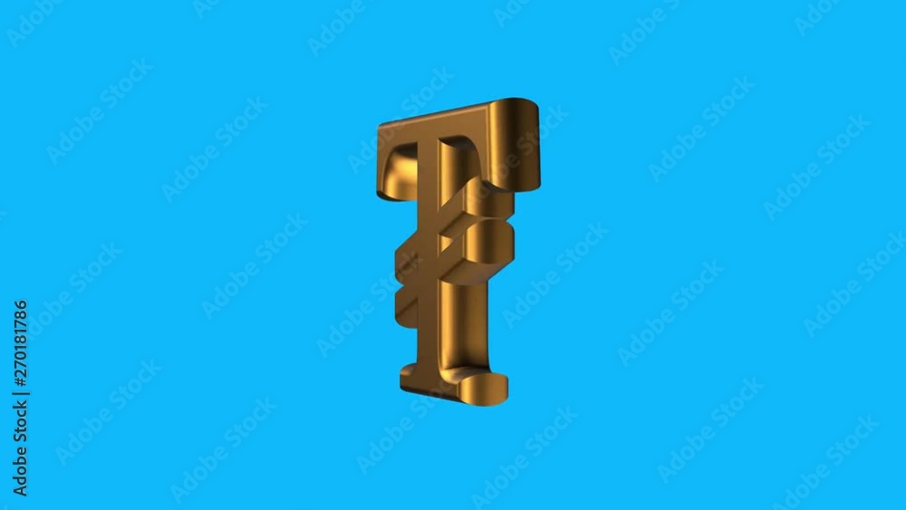 Vidéo Stock golden TUGRIK currency sign spinning animation seamless ...