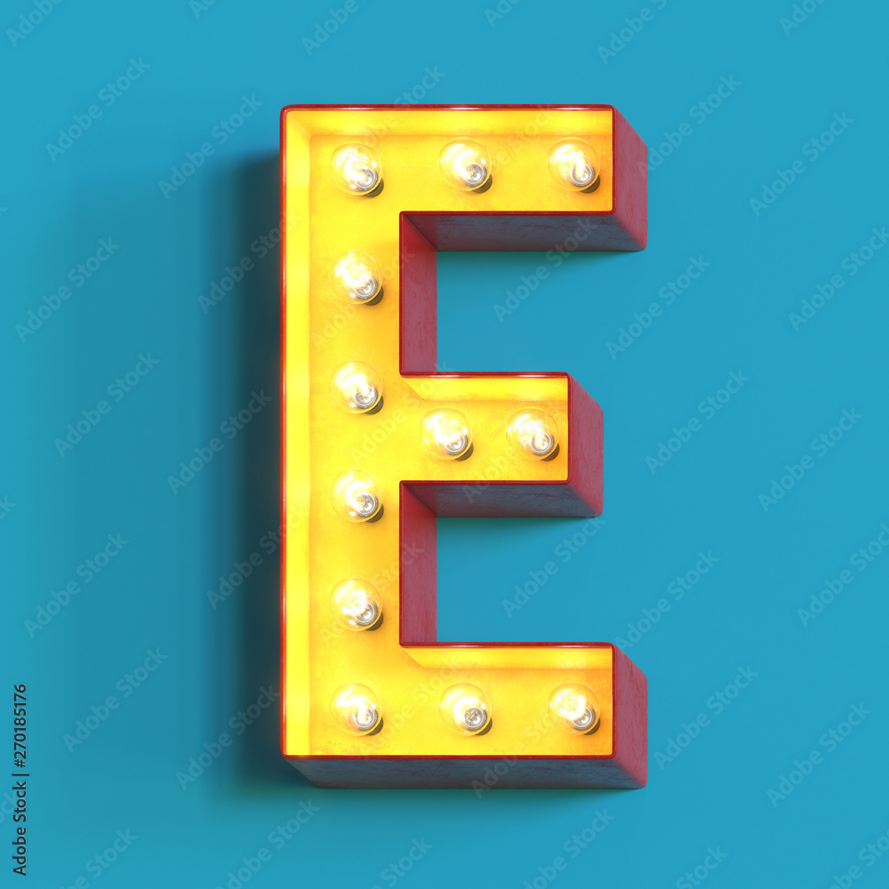 Light bulb glowing font, letter E Stock Illustration | Adobe Stock
