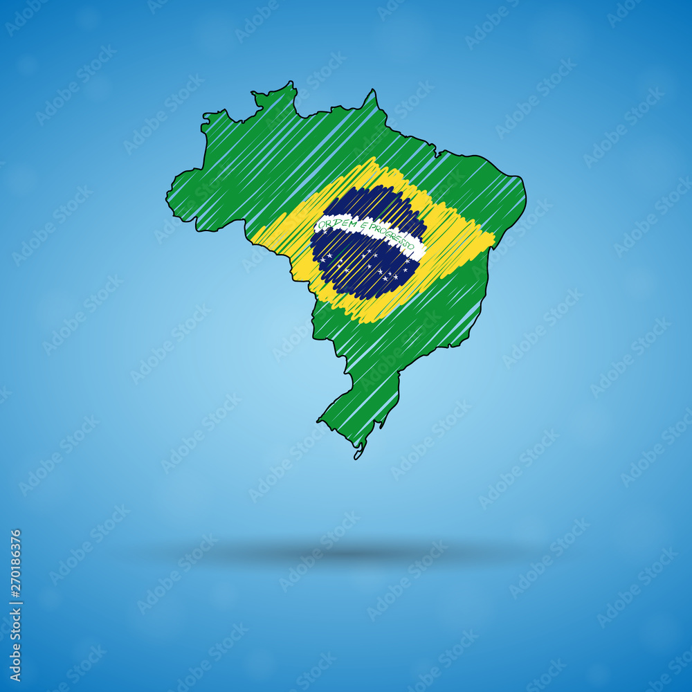 Scribble map of Brazil. Sketch Country map for infographic, brochures ...