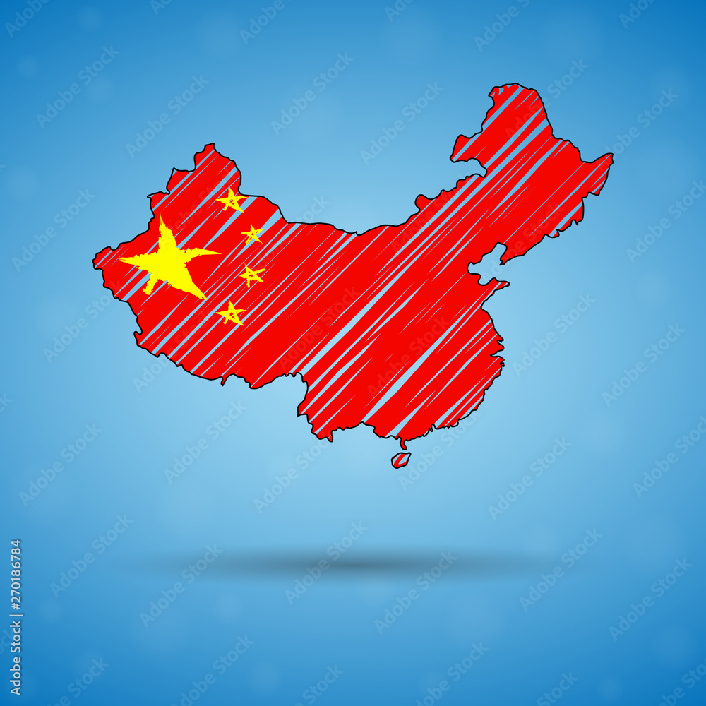 Scribble map of China. Sketch Country map for infographic, brochures ...