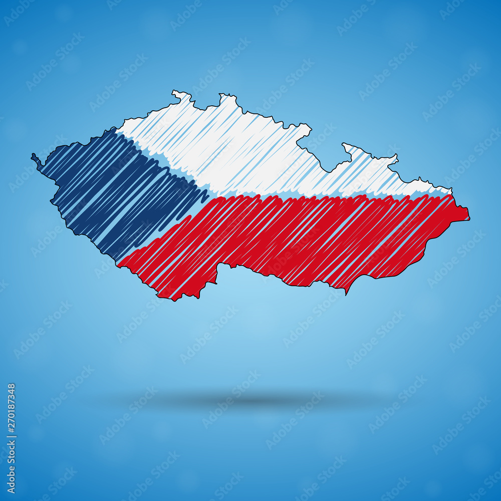 Scribble map of Czech Republic. Sketch Country map for infographic ...