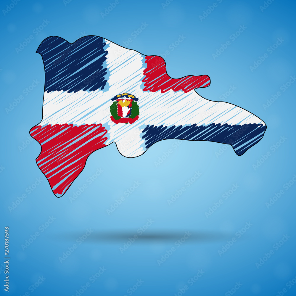 Scribble map of Dominican Republic. Sketch Country map for infographic ...