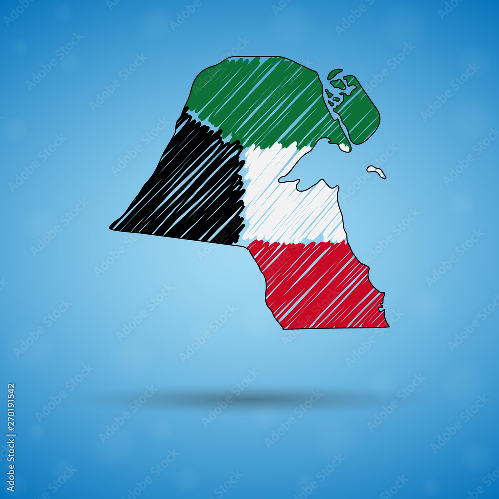 Scribble map of Kuwait. Sketch Country map for infographic, brochures and presentations ...