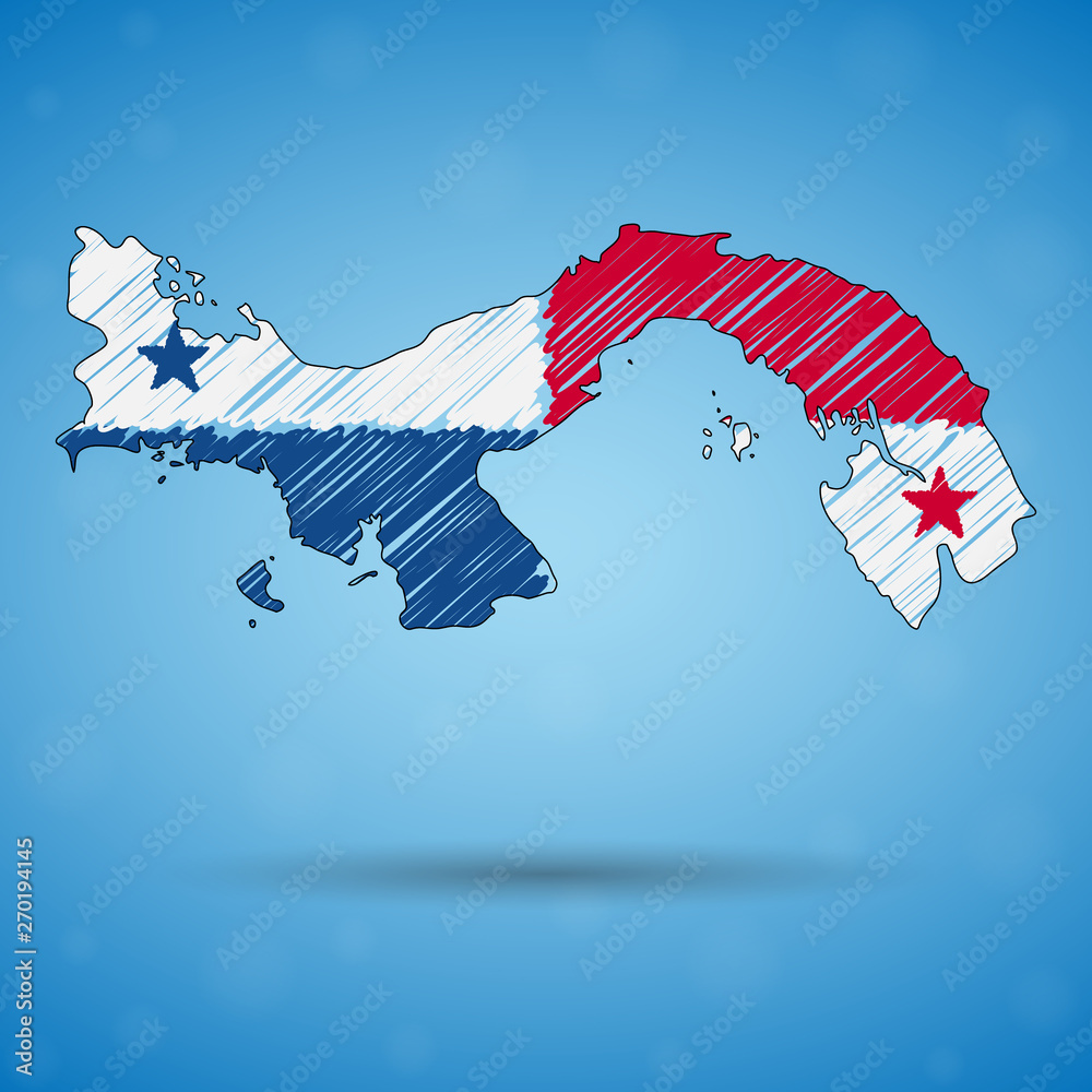 Scribble map of Panama. Sketch Country map for infographic, brochures ...
