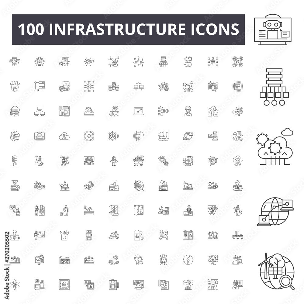 Infrastructure line icons, signs, vector set, outline concept ...