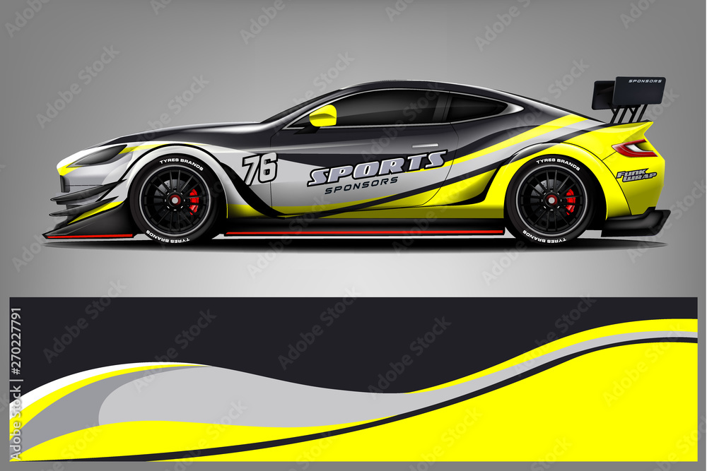 Sport Car wrap design vector, truck and cargo van decal. Graphic ...