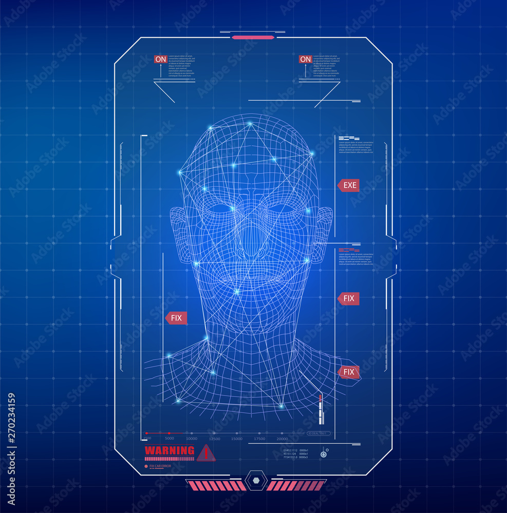 Face Recognition Abstract Tech Background. Biometric Identification or ...