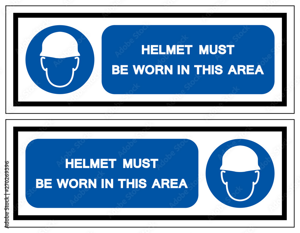 Helmet Must Be Worn In This Area Symbol Sign, Vector Illustration ...