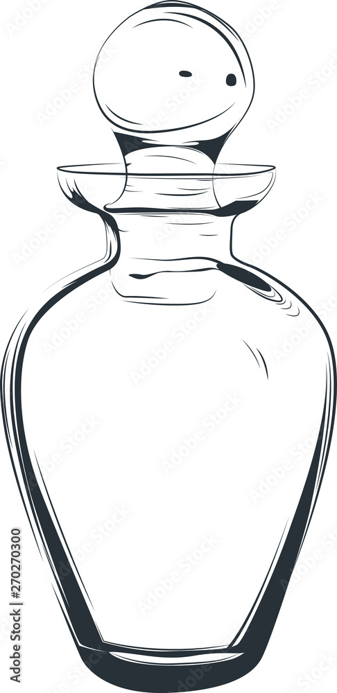 glass bottle drawing black and white Stock Vector | Adobe Stock