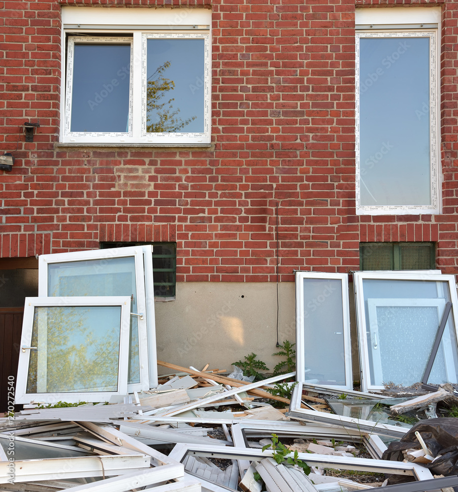 In the stone house, the old plastic windows were replaced with new ones ...